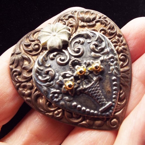 INTERESTING PINS AND BROOCHES | Jewelry | Vintage Mixed Metals Repousse ...
